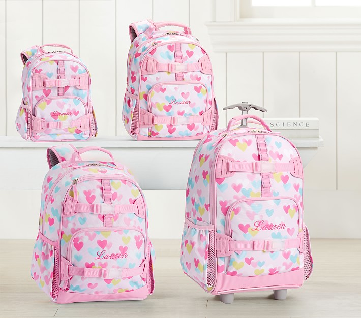 Mackenzie Pink Cascading Hearts Girls Backpacks | Pottery Barn Kids