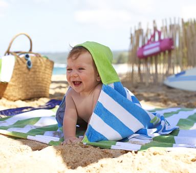 Seahorse Stripe Baby Beach Wrap | Pottery Barn Kids