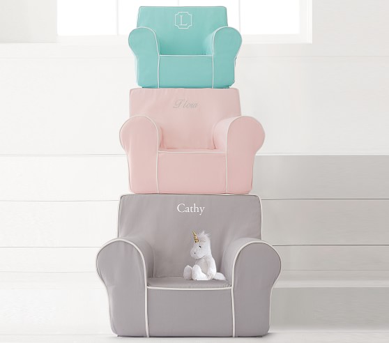 My First Aqua with White Piping Anywhere Chair® | Toddler Armchair ...