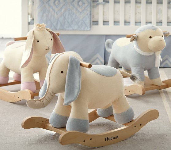 Elephant Linen And Velvet Plush Rocker | Pottery Barn Kids