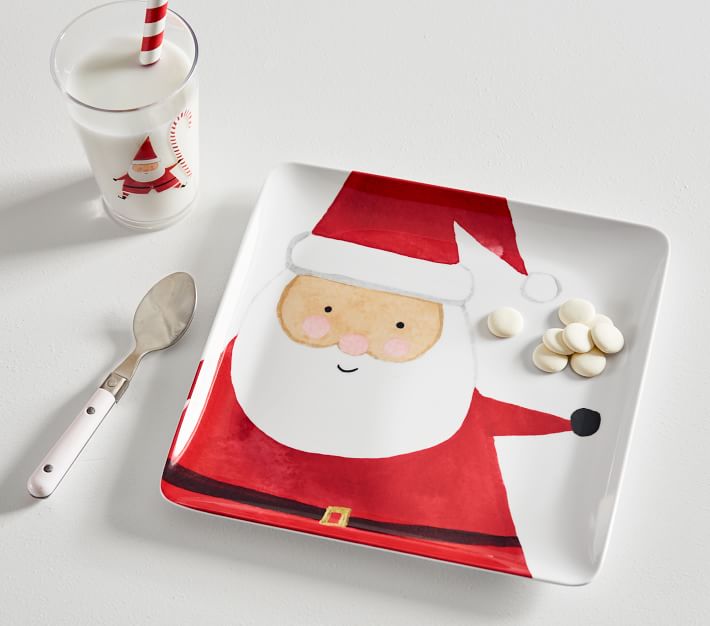 Modern Santa Kids Christmas Dinnerware Gift Set | Pottery Barn Kids