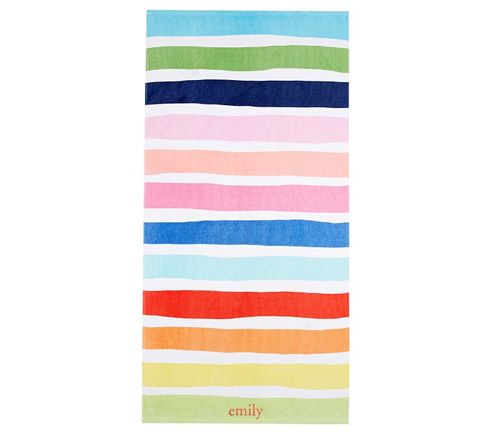 Rainbow Striped Kids Beach Towel | Pottery Barn Kids