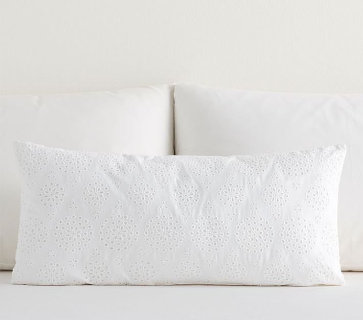 Remi Eyelet Lumbar Nursery Throw Pillow | Pottery Barn Kids