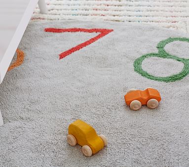Machine Washable Numbers Round Rug | Pottery Barn Kids