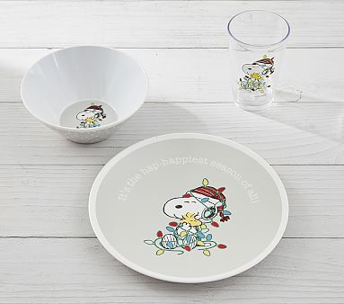 Snoopy® Happiest Season Kids Christmas Dinnerware Gift Set | Pottery ...