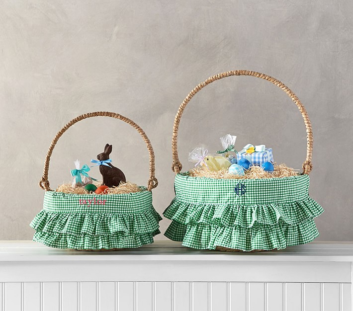 Green Gingham Ruffle Easter Basket | Pottery Barn Kids