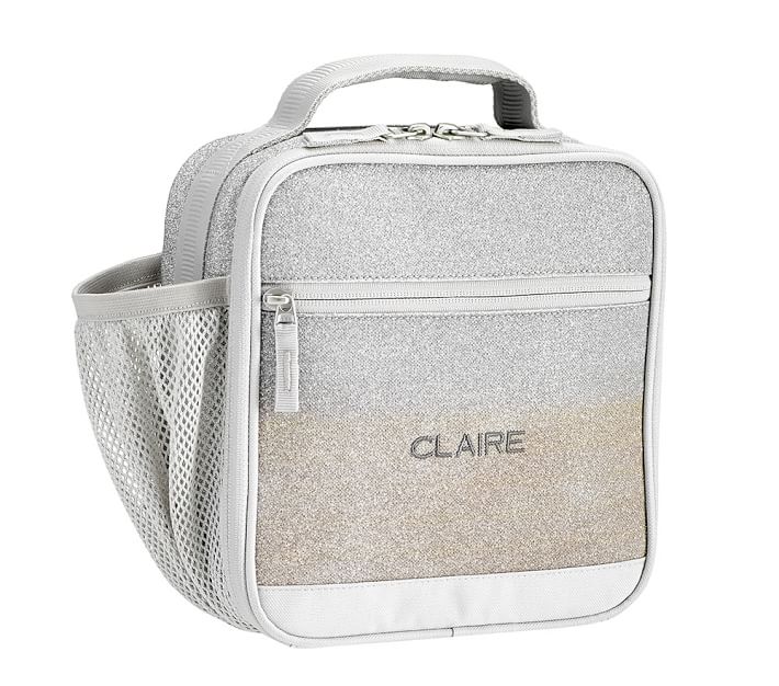 Mackenzie Silver/Gold Ombre Sparkle Glitter Kids Lunch Boxes | Pottery ...