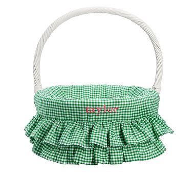 Green Gingham Ruffle Easter Basket | Pottery Barn Kids