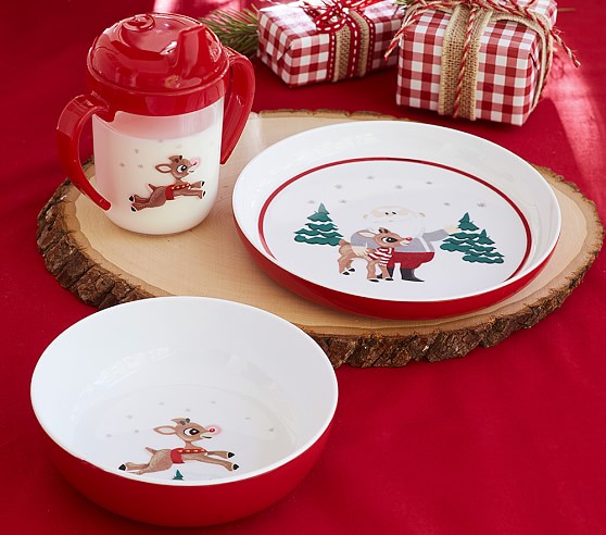 Rudolph the Red-Nosed Reindeer® Baby Feeding Set | Pottery Barn Kids