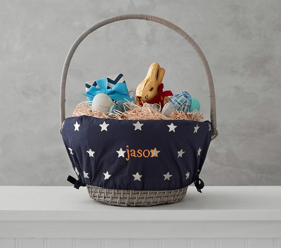 Silver Metallic Print Easter Basket | Pottery Barn Kids