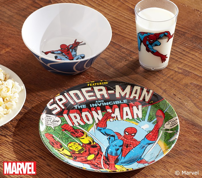New Spider-Man Kids Dinnerware Gift Set | Pottery Barn Kids