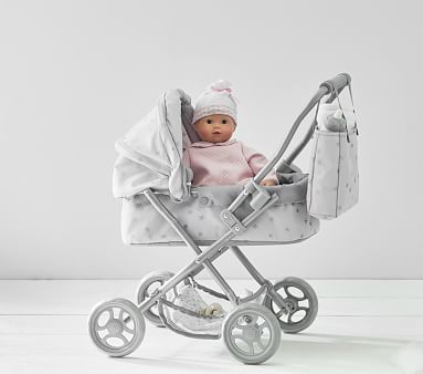 Götz Baby Doll Grey Star Mini Pram Stroller Bundle Set | Pottery Barn Kids