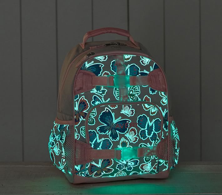 Mackenzie Gray Glow-in-the-Dark Mariposa Kids Backpacks | Pottery Barn Kids