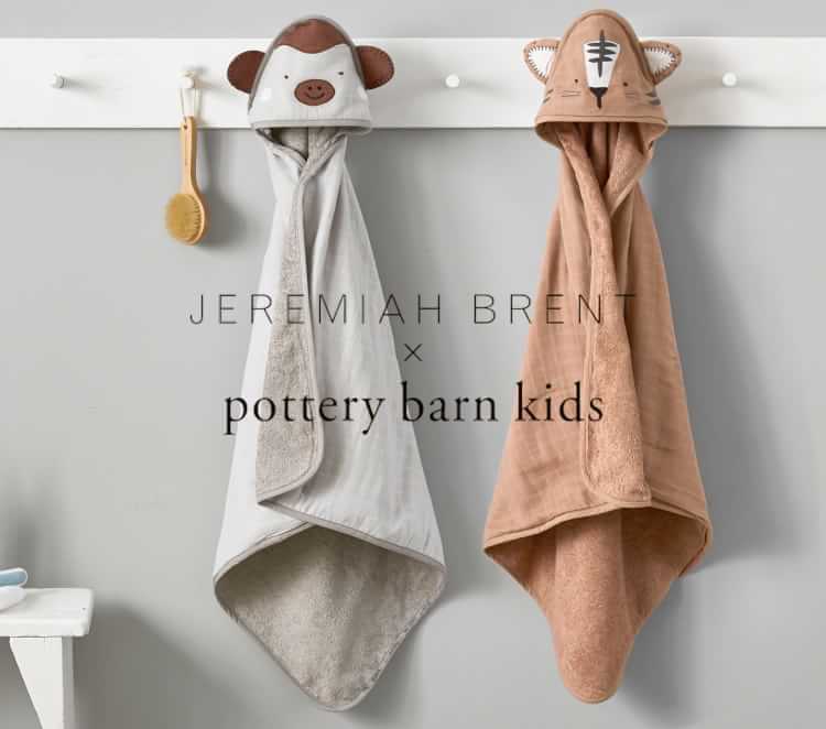 Jeremiah Brent x pbk Muslin Monkey Baby Hooded Towel | Pottery Barn Kids