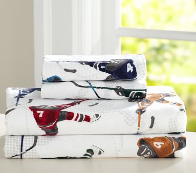 Organic Vintage Hockey Kids' Sheet Set | Pottery Barn Kids