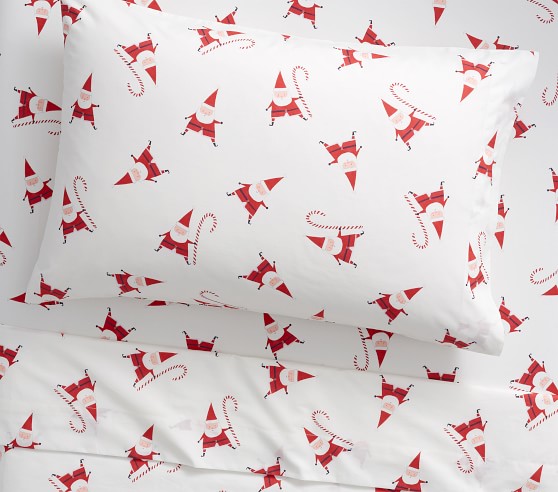 Modern Santa Sheet Set & Pillowcases | Pottery Barn Kids