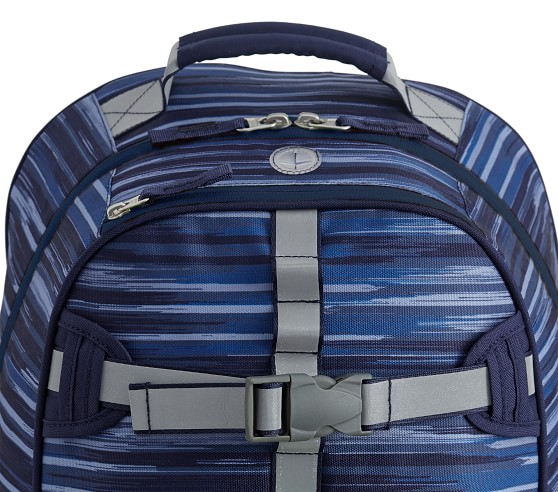 Mackenzie Blue Abstract Stripe Reflective Backpacks | Pottery Barn Kids