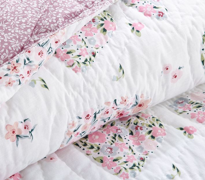Floral Hearts Reversible Coverlet | Pottery Barn Kids