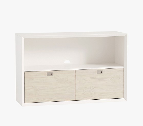 Open Box: Callum Wall Extra Wide 2-Drawer, Weathered White/Simply White ...