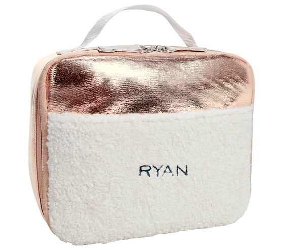 Colby Rose Gold Metallic Sherpa Lunch Box | Pottery Barn Kids
