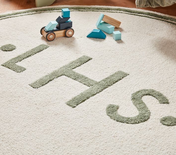 Dot Monogram Round Rug | Pottery Barn Kids