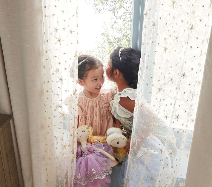 Embroidered Star Sheer Curtain | Pottery Barn Kids