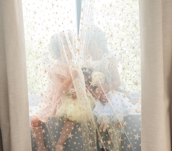 Embroidered Star Sheer Curtain | Pottery Barn Kids