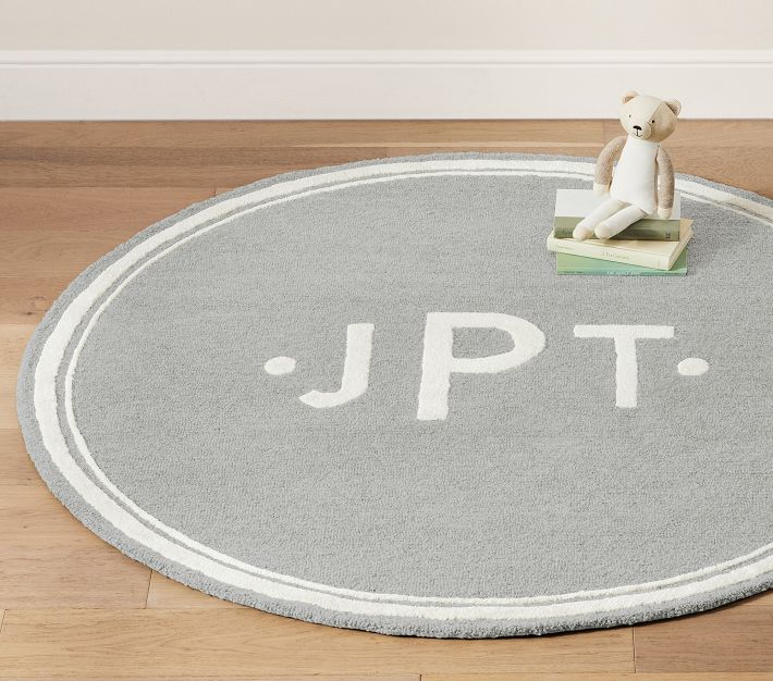 Dot Monogram Round Rug | Pottery Barn Kids