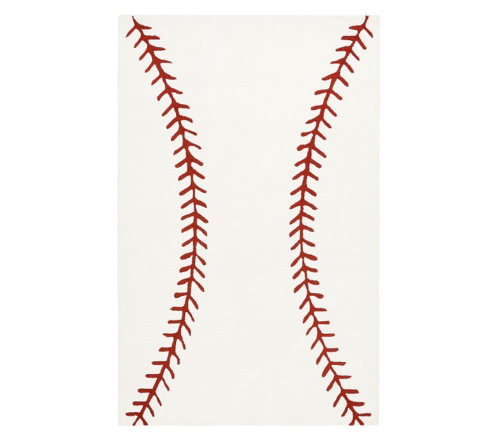 Baseball Stitch Rug | Pottery Barn Kids