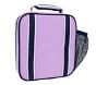 Mackenzie Lavender Solid Navy Trim Lunch Boxes | Pottery Barn Kids