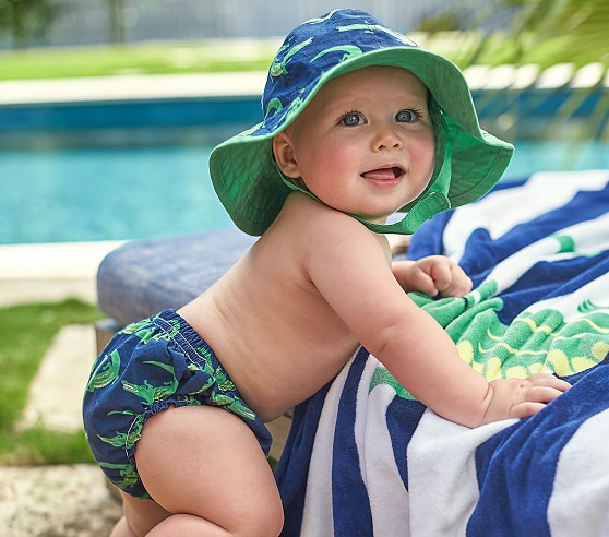 Alligator Reversible Sun Hat & Diaper Cover | Pottery Barn Kids