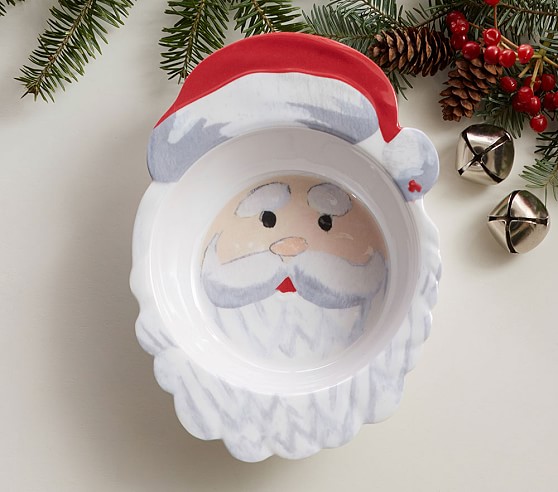 Rudolph the Red-Nosed Reindeer® Santa Shaped Kids Bowl | Pottery Barn Kids
