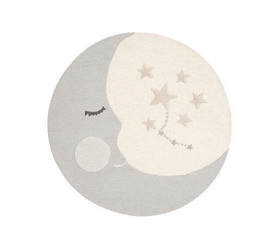 Sleepy Moon Round Rug | Patterned Rugs | Pottery Barn Kids