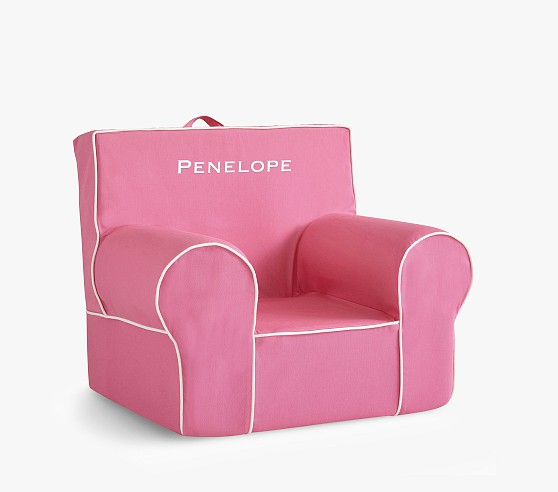 Anywhere Chair®, Bright Pink with White Piping Twill | Pottery Barn Kids