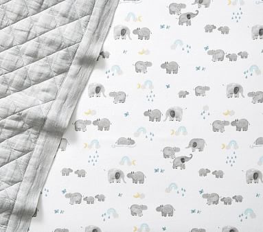 Organic Flannel Hippo Crib Sheet | Pottery Barn Kids