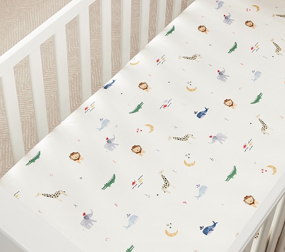 Animal ABC Organic Crib Fitted Sheet | Pottery Barn Kids