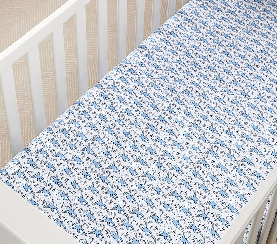 Roller Rabbit Monkey Organic Crib Fitted Sheet | Pottery Barn Kids