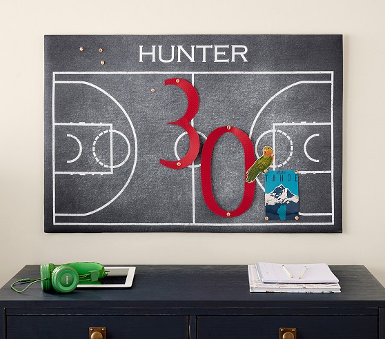 Personalized Basketball Printed Fabric Pinboard | Pottery Barn Kids
