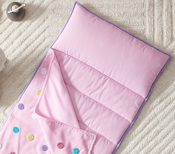 Mackenzie Pink Chenille Polka Dot Nap Mat | Pottery Barn Kids