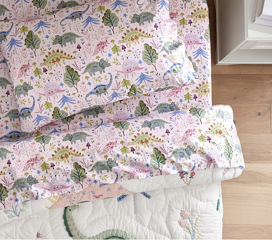 Floral Dino Organic Sheet Set | Pottery Barn Kids
