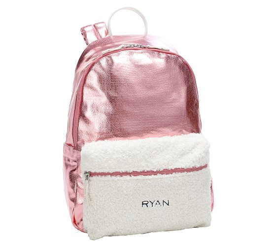Open Box: Colby Pink Metallic Sherpa Backpacks | Pottery Barn Kids