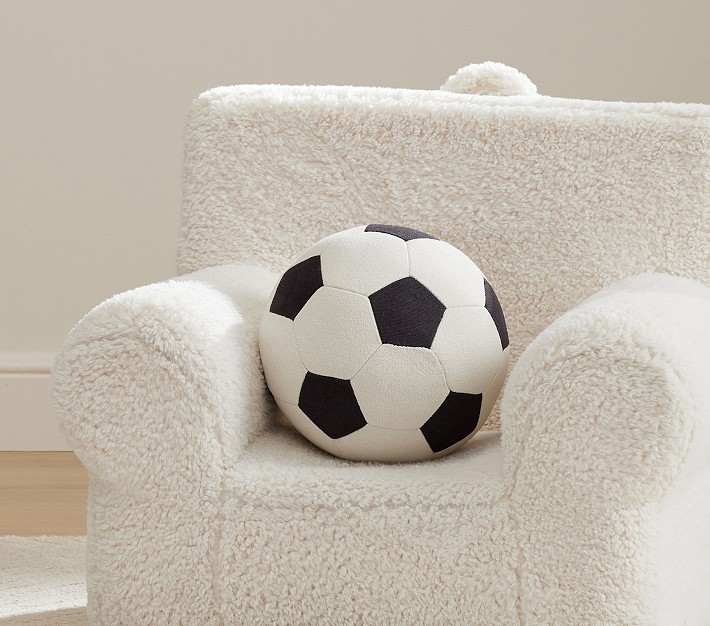Soccer Ball Shaped Washed Canvas Pillow | Pottery Barn Kids