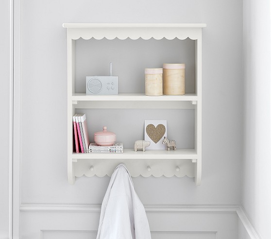 Scalloped Tiered Shelf with Hooks (28" x 24") | Pottery Barn Kids