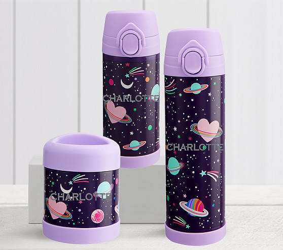 Mackenzie Rainbow Heart Galaxy Glow-in-the-Dark Water Bottles | Pottery Barn Kids