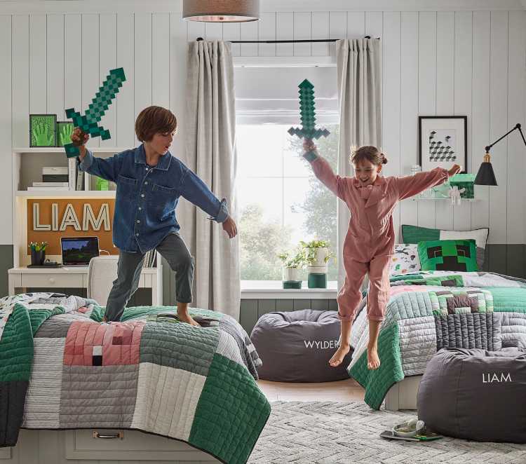 Minecraft™ Patchwork Quilt & Shams | Pottery Barn Kids