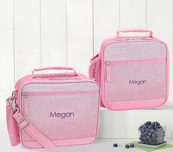 Mackenzie Pink Sunrise Ombre Glitter Lunch Boxes | Pottery Barn Kids