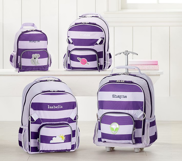 Fairfax Purple Rugby Stripe Kids Backpacks | Pottery Barn Kids