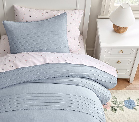 Addison Pleated Lace Duvet Cover & Shams | Pottery Barn Kids