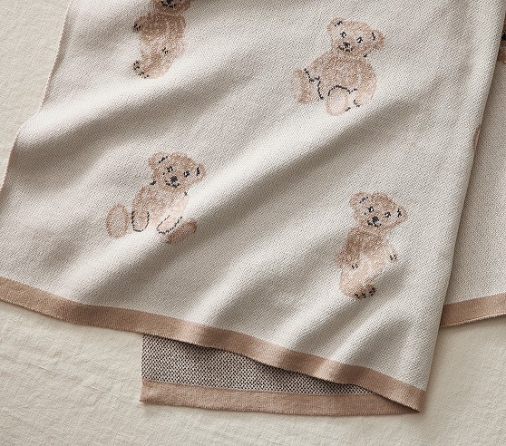 St. Jude Teddy Bear Intarsia Baby Blanket | Pottery Barn Kids