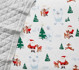 Organic Flannel Rudolph® And Bumble Crib Sheet | Pottery Barn Kids